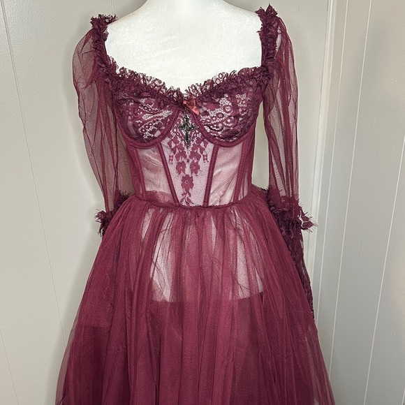 Dolls Kill | Dresses | Nwt Dolls Kill Dance With Death Maxi Dress Wine ...